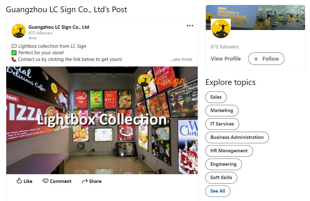 Lightbox collection from LC Sign